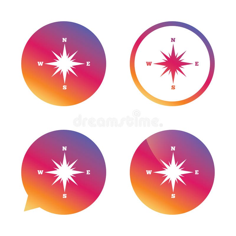 Compass Sign Icon. Windrose Navigation Symbol Stock Illustration ...