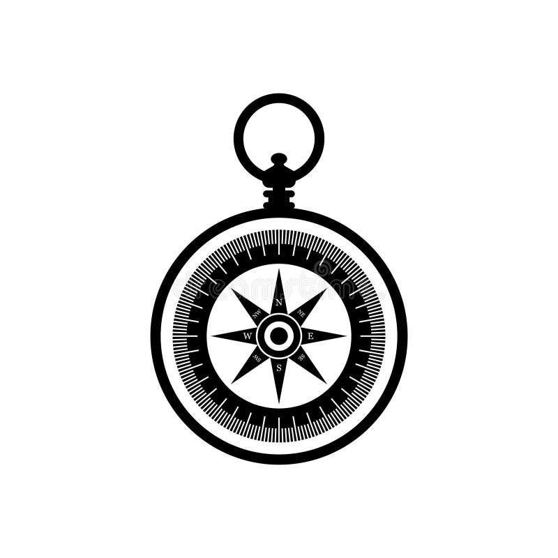Compass Silhouette. Black and White Icon Design Element on Isolated ...