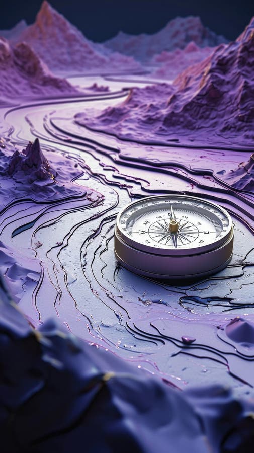A Compass Sitting on Top of a Purple Surface. Cchoosing Direction in ...