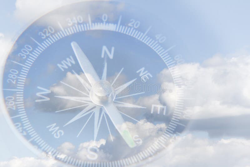 Compass in sky stock image. Image of future, north, east - 100225667