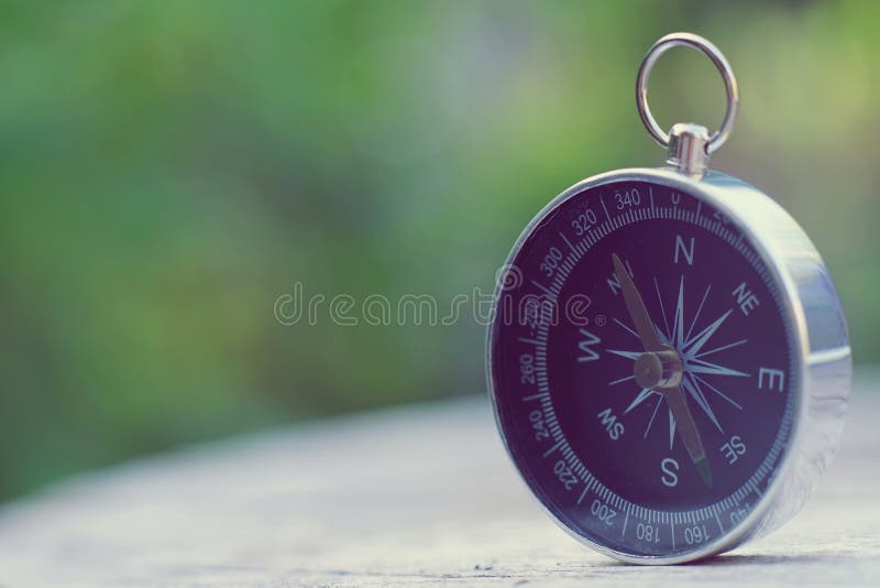 Compass with Blur Green Background, Journey Planning Concept Stock ...