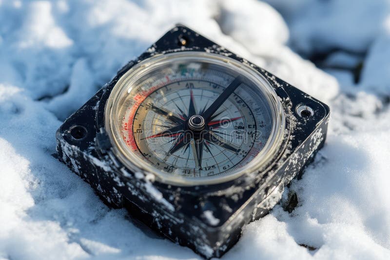 Compass in the Snow stock illustration. Illustration of navigation ...