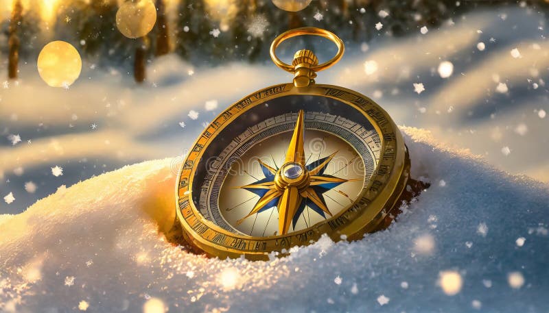 Compass in snow stock illustration. Illustration of vehicle - 321223188