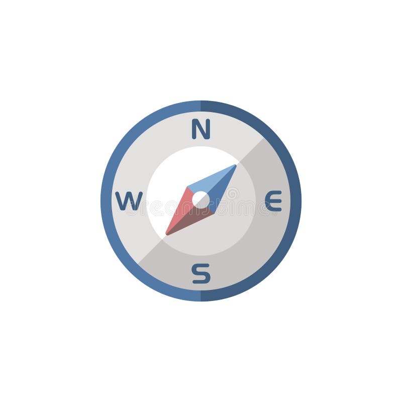 Compass West Direction. Filled Color Icon. Weather Vector Illustration ...