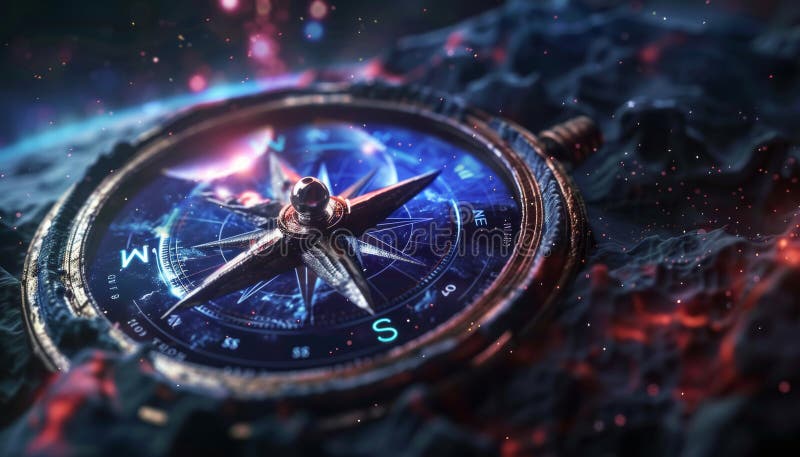 Compass in Space,clock in Space, Time Concept Stock Illustration ...