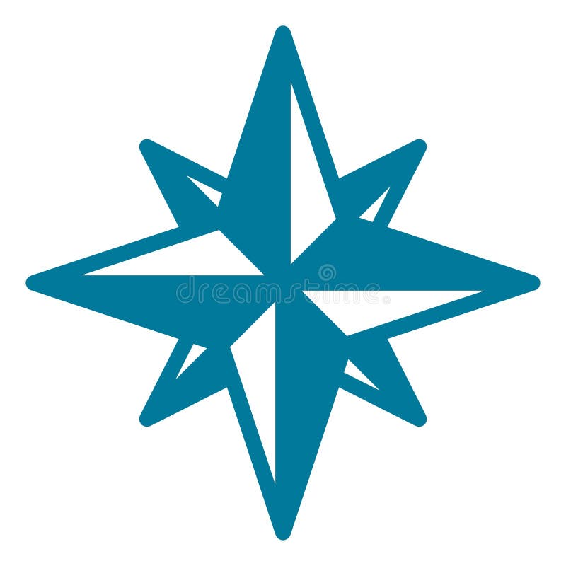 Compass Star Icon. Blue Wind Rose Symbol Stock Vector - Illustration of ...