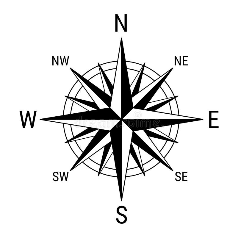 Compass Star Icon with 16 Directions Stock Illustration - Illustration ...