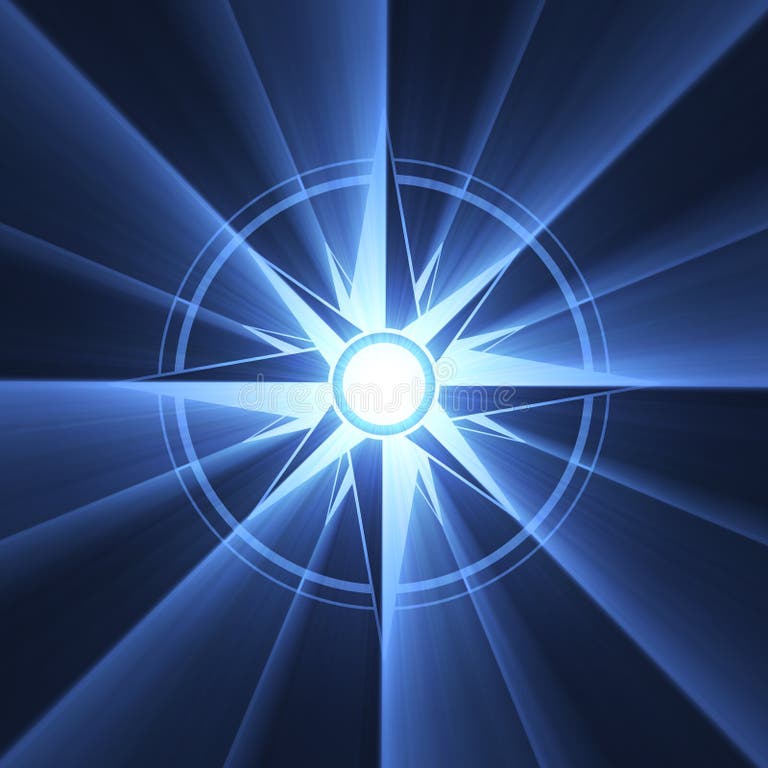 Compass Star Symbol Blue Light Halo Stock Illustration - Illustration ...