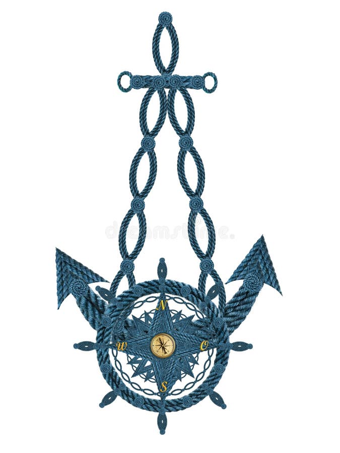 Compass Steering Wheel and Anchor Stock Image - Image of wheel, compass ...