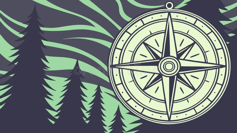 Compass in a Stylized Forest, Flowing Patterns. Vector Design Generative AI Stock Vector ...