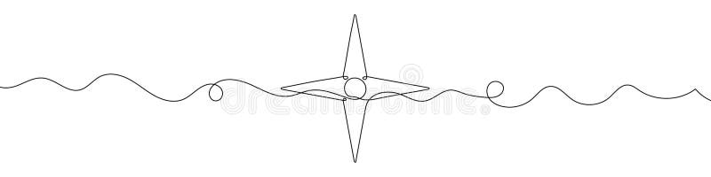 Compass Symbol in Continuous Line Drawing Style. Line Art of Compass ...