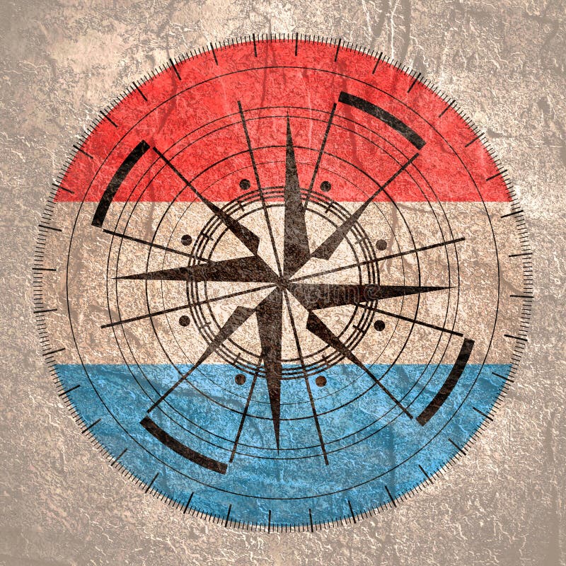 Compass Symbol on Geometry Pattern and National Flag Stock Photo ...