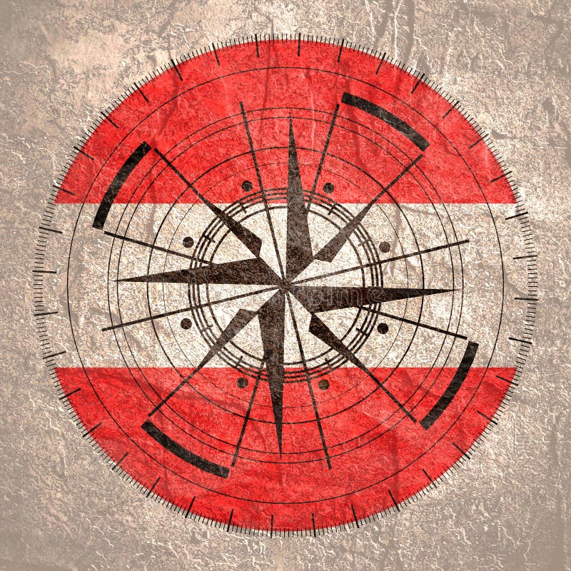 Compass Symbol on Geometry Pattern and National Flag Stock Illustration ...