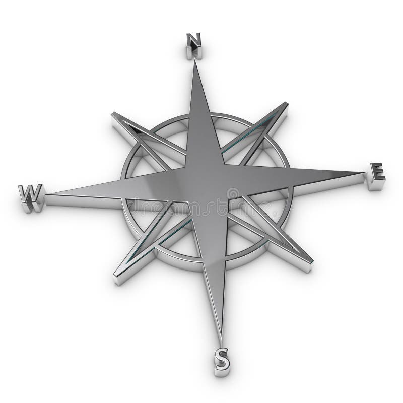 Compass Symbol - Silver Metallic 3D Illustration - Isolated on White ...