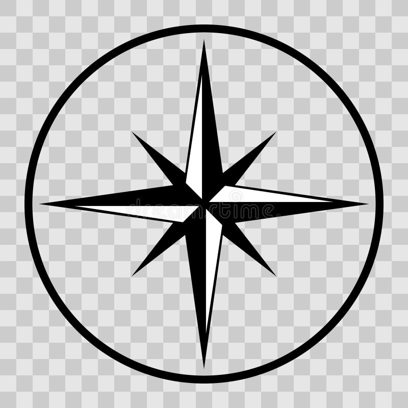 Compass Rose or Compass Star Icon. Rose of the Winds Icon on Transparent Background Stock Vector ...