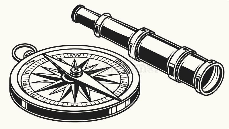 Compass Map Telescope stock vector. Illustration of hunt - 70934390