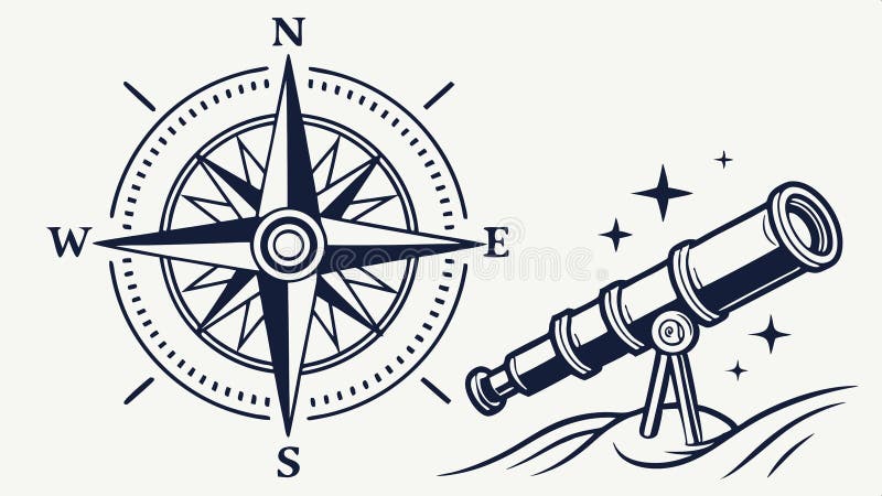 Compass Map Telescope stock vector. Illustration of hunt - 70934390