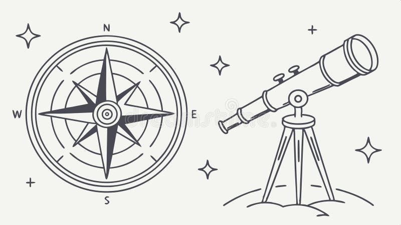 Compass Map Telescope stock vector. Illustration of hunt - 70934390