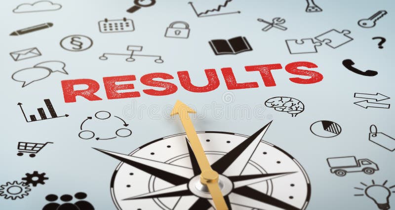 A Compass with Text and Icons - Results Stock Illustration ...