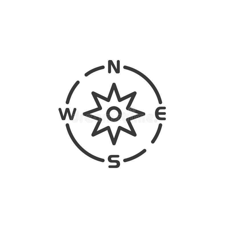 Compass Thin Line Icon. Isolated Weather Vector Illustration Stock ...