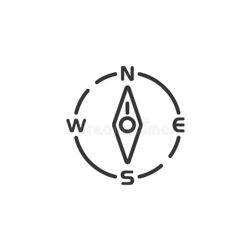 Compass Thin Line Icon. North Direction. Isolated Weather Vector ...