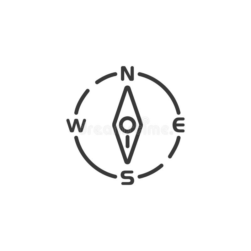 Compass Thin Line Icon. South Direction. Isolated Weather Vector ...