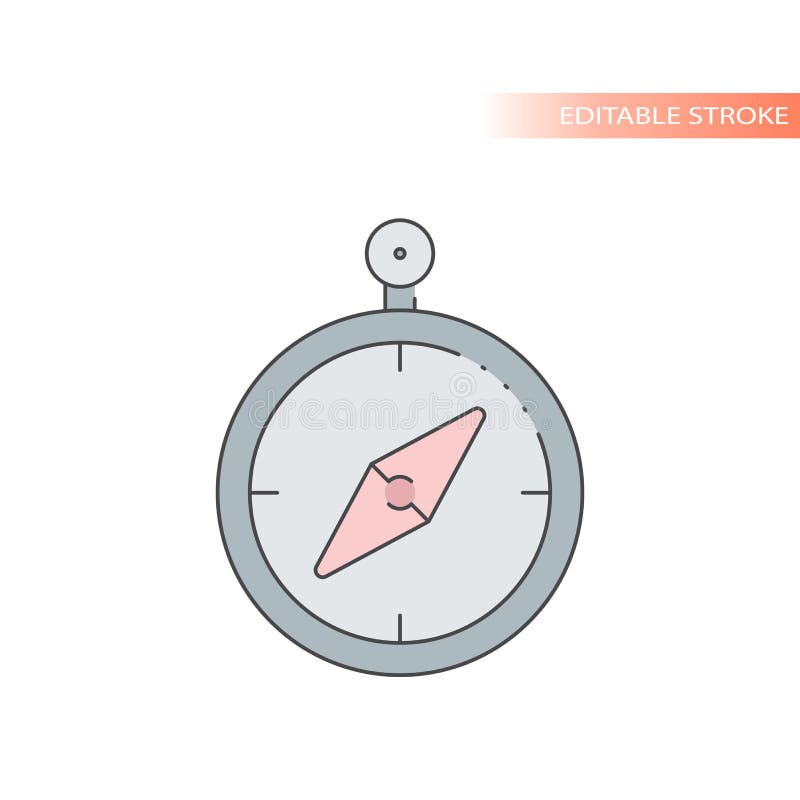 Compass Thin Line Vector Icon. Outline, Editable Stroke Symbol Stock ...