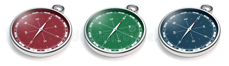 Compass in three colors stock illustration. Illustration of aluminum ...