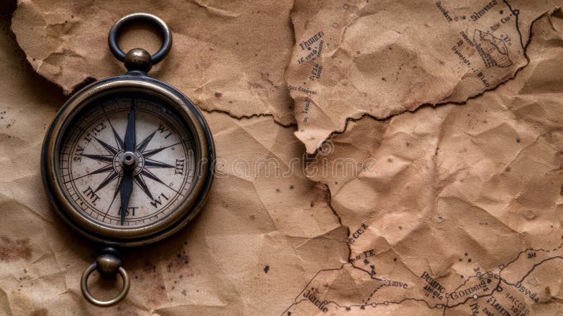 A compass is on stock image. Image of atlas, latitude - 316290825