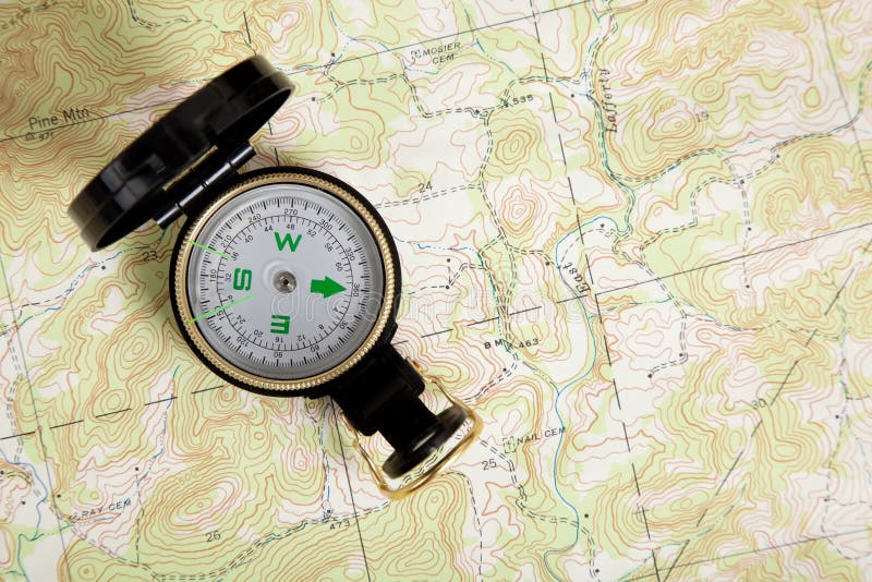 Compass on geography map stock image. Image of journey - 14506333