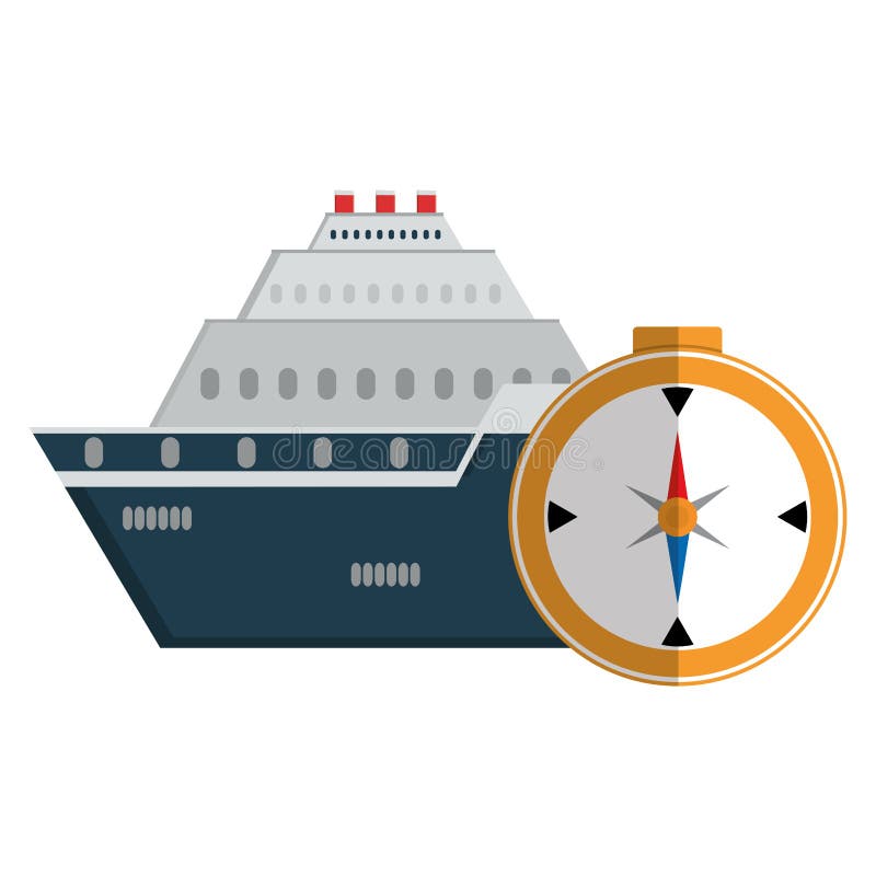 Compass Travel Guide with Cruise Ship Stock Illustration - Illustration ...