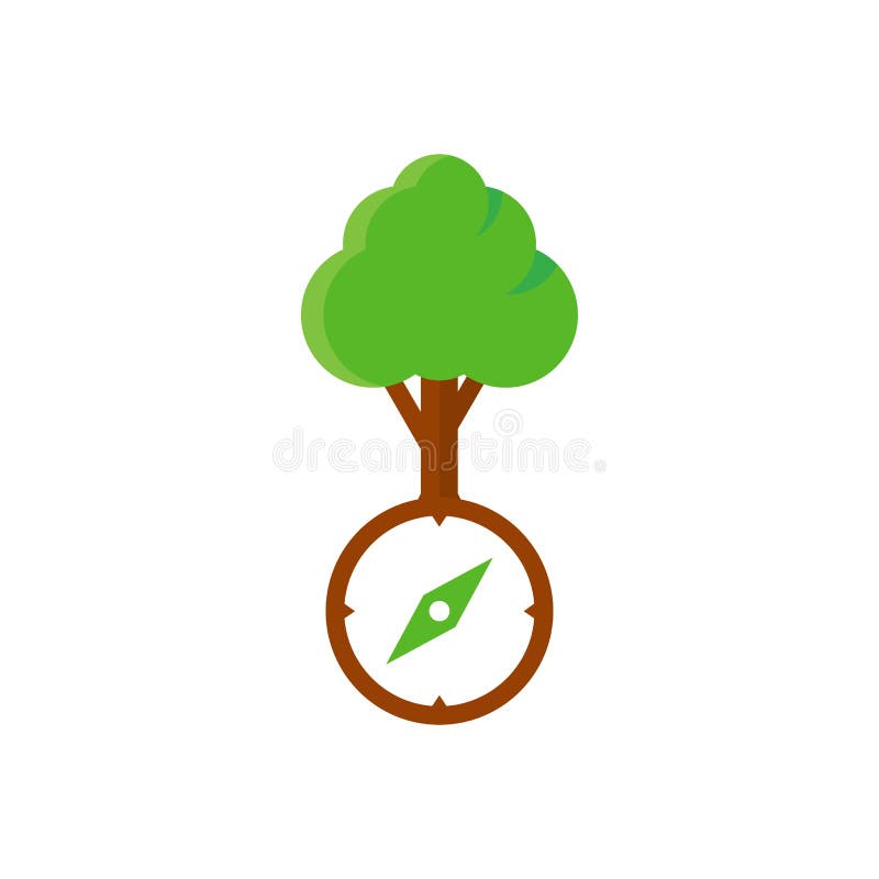 Compass Tree Logo Icon Design Stock Vector - Illustration of journey ...