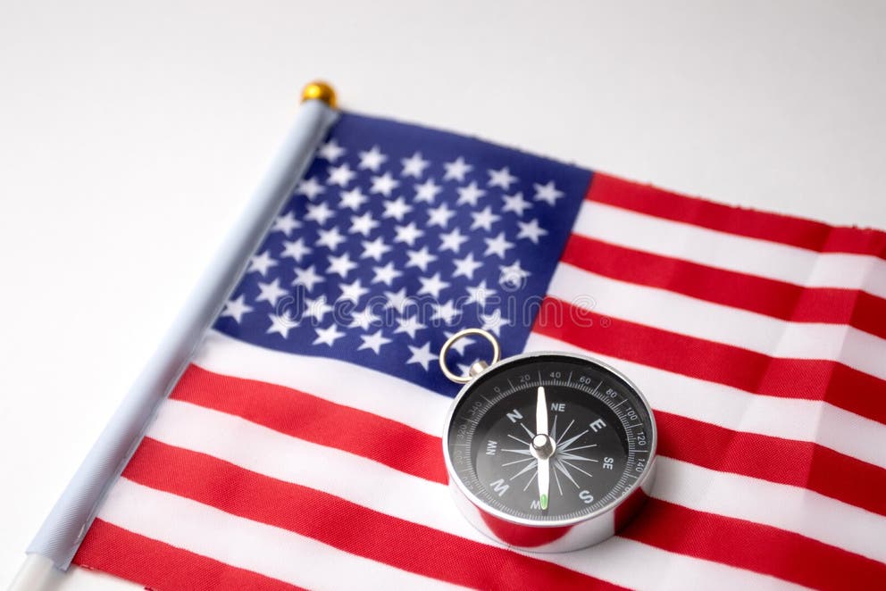 Compass on the Usa Flag. American Flag and Compass Stock Image - Image ...