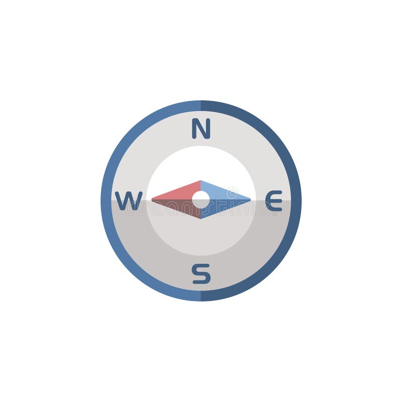 Compass West Direction. Filled Color Icon. Weather Vector Illustration ...