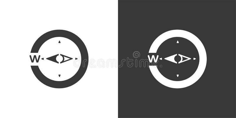 Compass West Direction. Filled Color Icon. Weather Vector Illustration ...