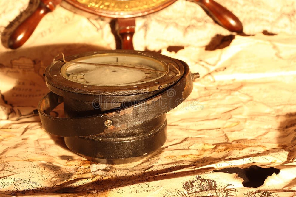 Compass and wheel stock image. Image of navigational, ship - 6321135