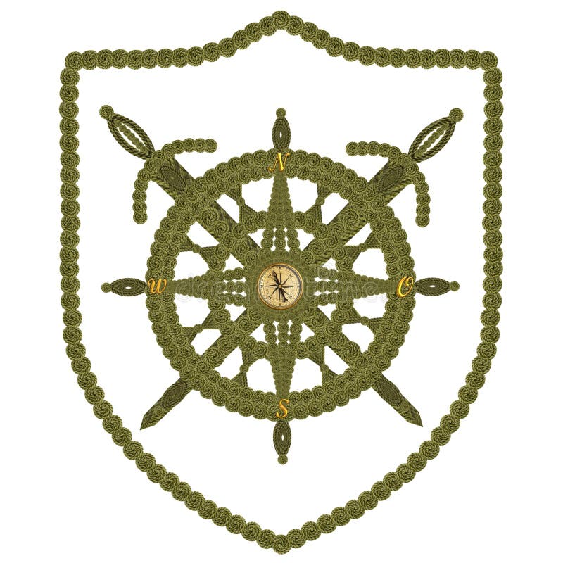 Compass wheel and sword stock illustration. Illustration of sails ...