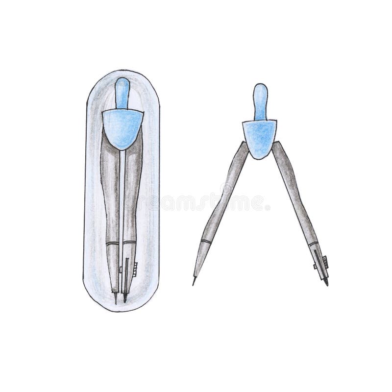 Compass on White Background. Drawing Compasses in a Box and without ...