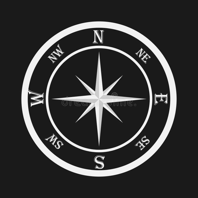 Compass White Compass On A Black Background Compass Icon Stock Illustration Illustration Of
