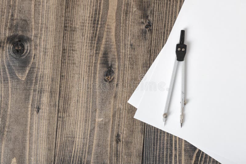 Compass on White Paper in Top View with Copy Space Stock Photo - Image ...