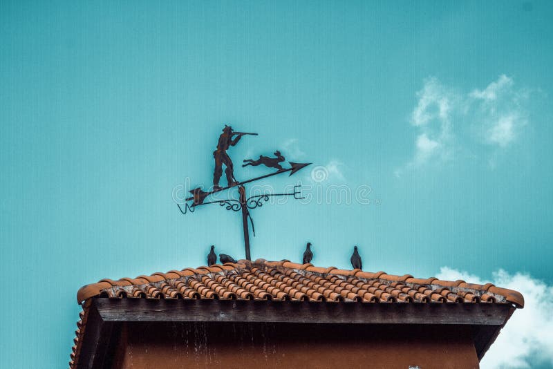 Compass on the roof stock image. Image of bird, roof - 102707893