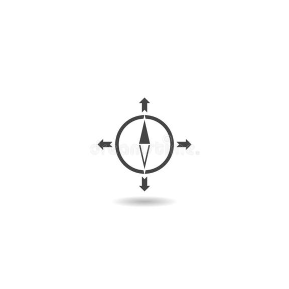 Compass Wind Rose and Arrows Icon with Shadow Stock Illustration ...