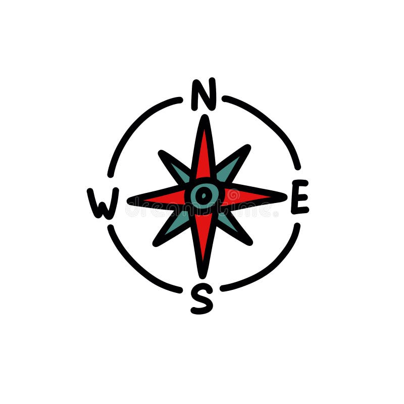 Compass, Wind Rose Doodle Icon, Vector Color Illustration Stock Vector ...