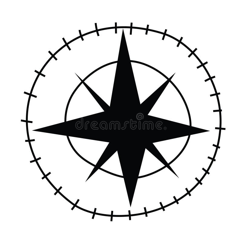 Compass Wind Rose Hand Drawn Doodle Black Design Element. Stock Vector ...