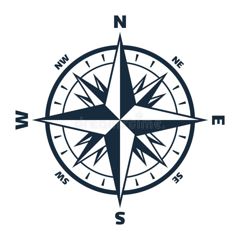 Compass with Wind Rose Icon Set, Scale with 360 Degrees Stock Vector ...