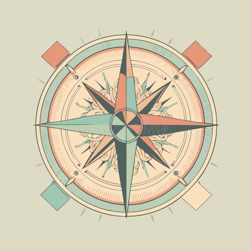 Compass Wind Rose in Stylized and Colored Illustration Stock Vector ...
