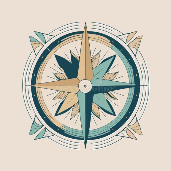 Compass Wind Rose in Stylized and Colored Illustration Stock Vector ...