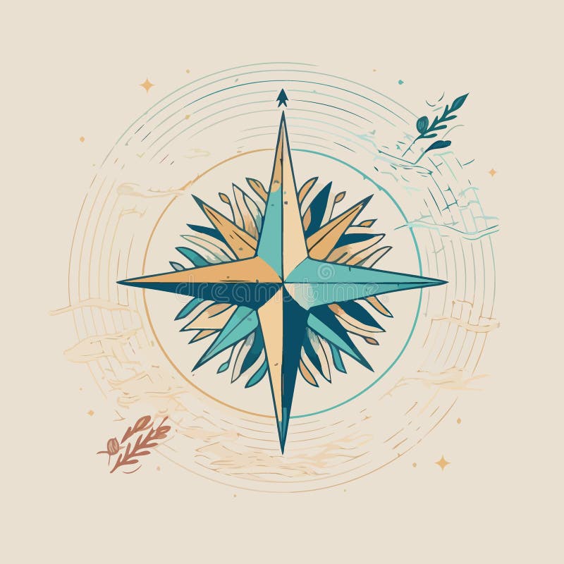 Compass Wind Rose in Stylized and Colored Illustration Stock Vector ...