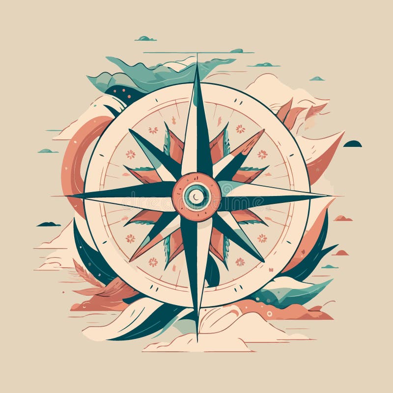 Compass Wind Rose in Stylized and Colored Illustration Stock Vector ...