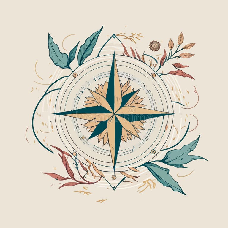 Compass Wind Rose in Stylized and Colored Illustration Stock ...